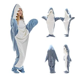 shark blanket adult,comfy shark blanket hoodie,super soft cozy flannel hoodie wearable shark blanket sleeping bag,shark onesie blanket((l),67 inches)