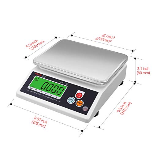 VisionTechShop VK-2D Digital Kitchen Scale, Lb/Oz/Kg/g Switchable, Stainless Steel Plate Food Scale, Large LCD Display with Backlight, 12lb Capacity, 0.002lb Readability