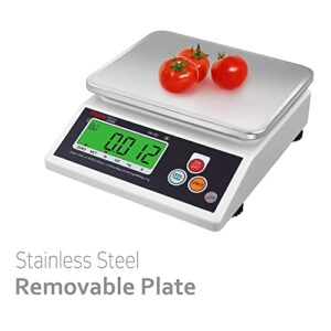 VisionTechShop VK-2D Digital Kitchen Scale, Lb/Oz/Kg/g Switchable, Stainless Steel Plate Food Scale, Large LCD Display with Backlight, 12lb Capacity, 0.002lb Readability