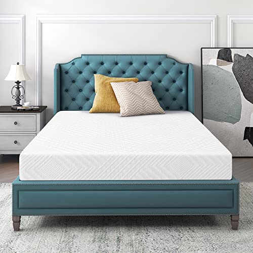 IULULU 8 Inch Twin Size Memory Foam Mattress, Bed in a Box Green Tea Gel Infused Mattresses, Breathable Removable Quilted Cover, Medium Feeling, White