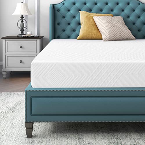 IULULU 8 Inch Twin Size Memory Foam Mattress, Bed in a Box Green Tea Gel Infused Mattresses, Breathable Removable Quilted Cover, Medium Feeling, White