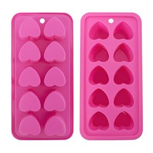 heart shaped silicone ice cube trays, for diy love heart ice cubes, chocolate, candy, easy release ice cube mold for cocktails,whiskey, drinks, bpa free and dishwasher safe(2pcs, pink)