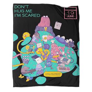 movie blanket don't hug me i'm scared throw blanket lightweight soft cozy flannel sofa bed 50x60inch(127x152cm)