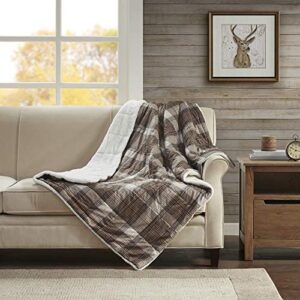 Woolrich Lumberjack Luxury Softspun D/A Filled Throw Brown 50x70 Plaid Premium Soft Cozy Cozy Spun For Bed, Couch or Sofa