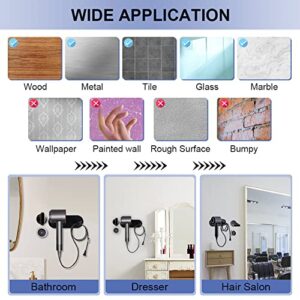 14pcs Hair Dryer Holder Set, Blow Dryer Holder, Expansion Screw Hair Dryer Holder Set with Adhesive Easy Install Universal (Black)