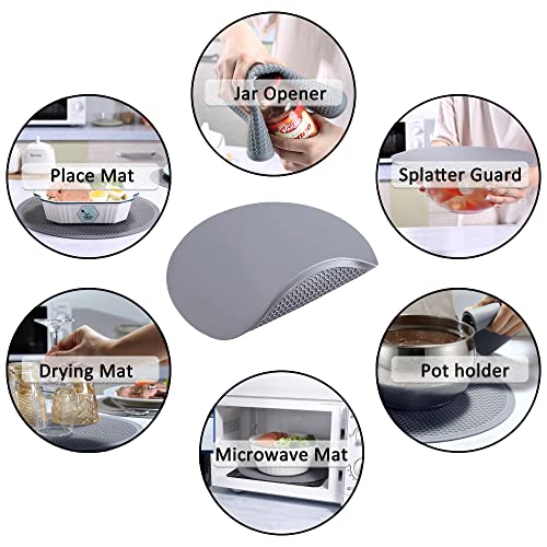 To encounter Silicone Microwave Mat - Round 12" x 12" - Set of 2 Heat Resistant Multifunctional Mat, Splatter Guard, Trivet, Hot Pad, Pot Holder