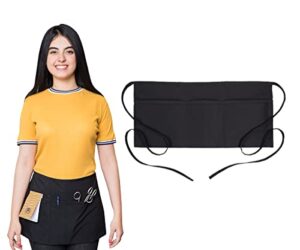 avalon kitchen server aprons unisex waist aprons with 3 pockets 24x12 inches ­waiter waitress apron half apron for women