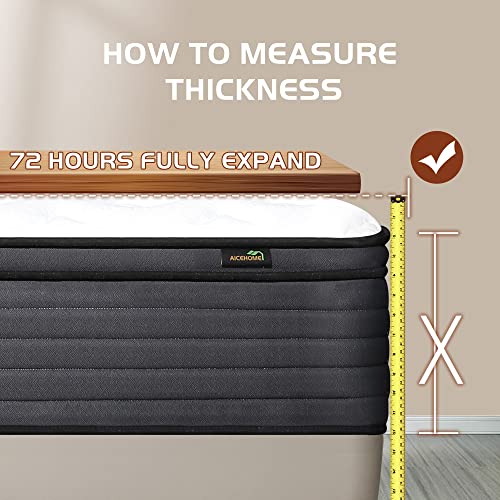 AICEHOME Queen Mattress, 12 Inch Individual Pocket Springs with Gel Memory Foam, Medium Firm Mattresses in a Box, Hybrid Queen Size Mattress with Pressure Relief 80" L x 60" W x 12" T