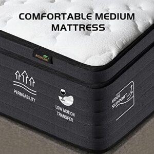 AICEHOME Queen Mattress, 12 Inch Individual Pocket Springs with Gel Memory Foam, Medium Firm Mattresses in a Box, Hybrid Queen Size Mattress with Pressure Relief 80" L x 60" W x 12" T