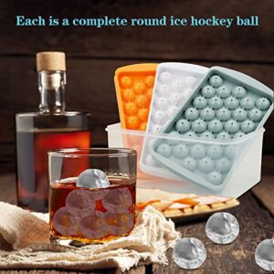 Voraiya®Ice Cube Trays, Round Ice Cube Tray with Lid & Bin, Ice Ball Maker Mold for Freezer, Mini Circle Ice Cube Tray, 66PCSx1.1in Ice Sphere Mold for Cocktail,Whiskey,Coffee,2 Trays