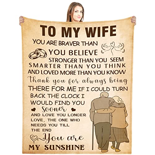 Gifts for Wife from Husband to My Wife Blanket Valentines Day Gifts for Her Wife Valentines Day Gifts Wedding Anniversary Romantic Gifts Wife Gifts for Birthday Gift Mother's Day 60 x 50 Inch (Sweet)