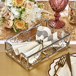 LEVIMETREE Guest Towel Silver Napkin Holder Guest Towel Holder for Bathroom Modern Serviette Holder Tissue Dispenser Perfect for Outdoor Events -Dining Table Napkin Holder, Home Décor Bathroom Trays