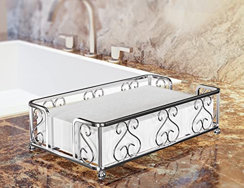 LEVIMETREE Guest Towel Silver Napkin Holder Guest Towel Holder for Bathroom Modern Serviette Holder Tissue Dispenser Perfect for Outdoor Events -Dining Table Napkin Holder, Home Décor Bathroom Trays