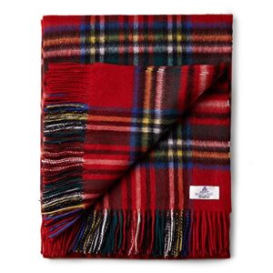 house of edinburgh 100% lambswool ultra soft bed/sofa cover tartan blanket throw - (royal stewart)