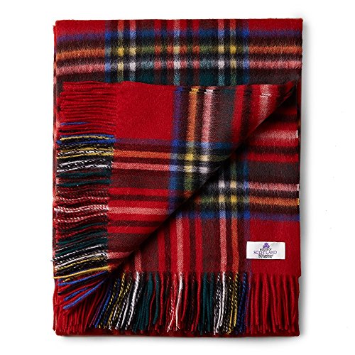 House of Edinburgh 100% Lambswool Ultra Soft Bed/Sofa Cover Tartan Blanket Throw - (Royal Stewart)