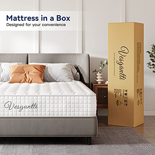 Vesgantti Full Mattress 10 Inch Innerspring Multilayer Hybrid Full Mattress - Ergonomic Design with Breathable Foam and Pocket Spring Mattress Full Size - Tight Top Series Medium Firm Feel