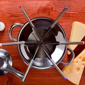 Sago Brothers - Set of 12 Stainless Steel Fondue Forks 9.5" - Color Coding Cheese Fondue Forks with Heat Resistant Handle for Chocolate Fountain Cheese Fondue Roast Marshmallows