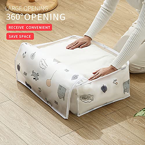 Hexuu Large Capacity Clothes Storage Bag Organizer with Strong Zippers for store Clothes, Quilts, Pillows, etc. , Made of Recycled Material (Animal x 4 Pack)