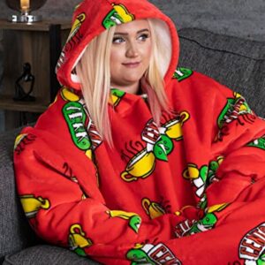 Friends Central Perk Vuddie Oversized Blanket Hoodie Women Ladies Red Fleece One Size