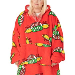 Friends Central Perk Vuddie Oversized Blanket Hoodie Women Ladies Red Fleece One Size