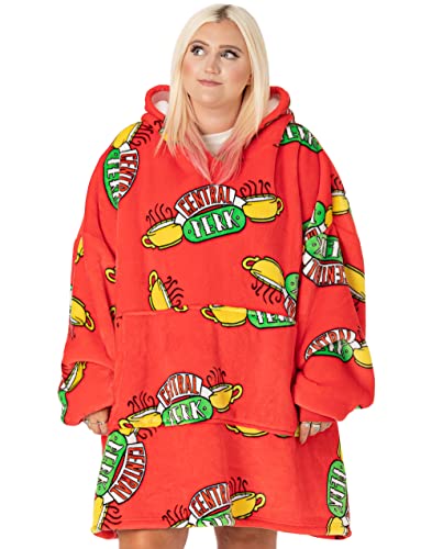 Friends Central Perk Vuddie Oversized Blanket Hoodie Women Ladies Red Fleece One Size