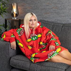 Friends Central Perk Vuddie Oversized Blanket Hoodie Women Ladies Red Fleece One Size