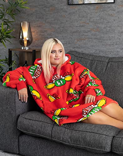 Friends Central Perk Vuddie Oversized Blanket Hoodie Women Ladies Red Fleece One Size