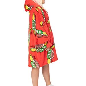 Friends Central Perk Vuddie Oversized Blanket Hoodie Women Ladies Red Fleece One Size