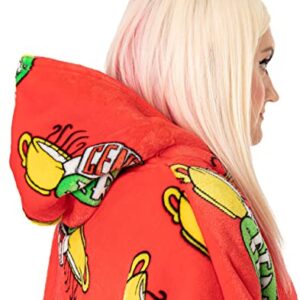 Friends Central Perk Vuddie Oversized Blanket Hoodie Women Ladies Red Fleece One Size