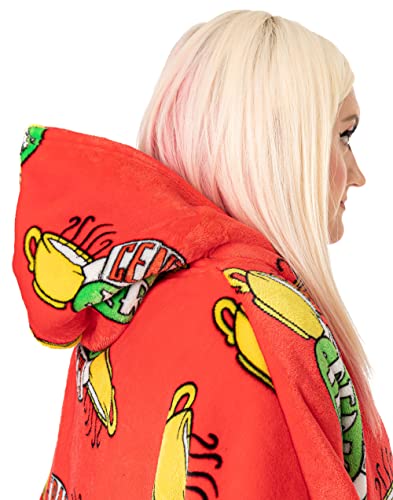 Friends Central Perk Vuddie Oversized Blanket Hoodie Women Ladies Red Fleece One Size