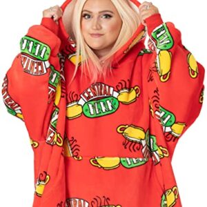 Friends Central Perk Vuddie Oversized Blanket Hoodie Women Ladies Red Fleece One Size