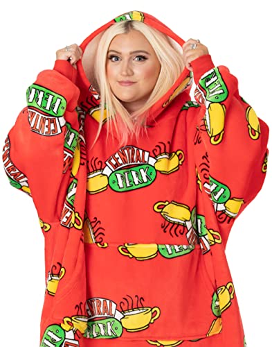 Friends Central Perk Vuddie Oversized Blanket Hoodie Women Ladies Red Fleece One Size