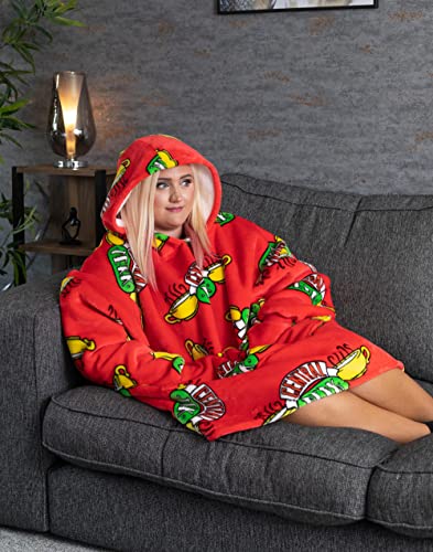 Friends Central Perk Vuddie Oversized Blanket Hoodie Women Ladies Red Fleece One Size