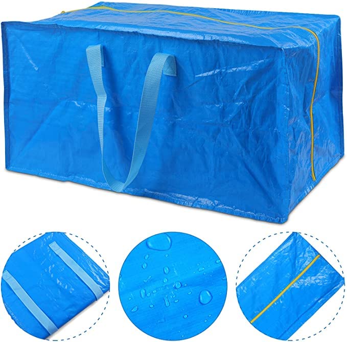 Extra Large Moving Bags with Zippers (Pack of 4) Big Storage Space - Best for Moving, Storage & Laundry - Blue Bags