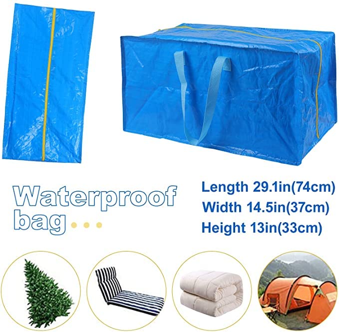 Extra Large Moving Bags with Zippers (Pack of 4) Big Storage Space - Best for Moving, Storage & Laundry - Blue Bags