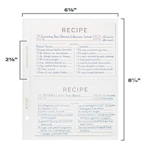 Jot & Mark Binder Page Protectors for 4x6 Recipe Cards or Photos (50 Count) | Crystal Clear Plastic Archival Sleeves fit 3 Ring Binders (8.5" x 9.5", 2 Pocket)