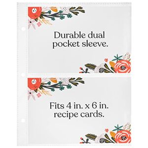 Jot & Mark Binder Page Protectors for 4x6 Recipe Cards or Photos (50 Count) | Crystal Clear Plastic Archival Sleeves fit 3 Ring Binders (8.5" x 9.5", 2 Pocket)