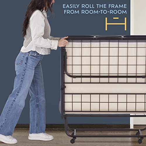 Heyward Premium 5” Memory Foam Folding Bed | Twin Size Mattress with Steel Frame | CertiPUR-US Certified Foam w/Washable Jacquard Top, Breathable Mesh Sides | 77”L x 38”W x 17”H