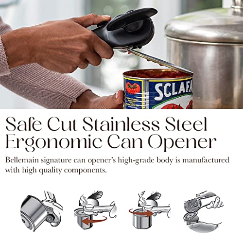 Bellemain- Safe Cut Stainless Steel Ergonomic Can Opener, Manual | Smooth Edge Stainless Steel Can Opener Perfect For Home Chefs and Restauraunts