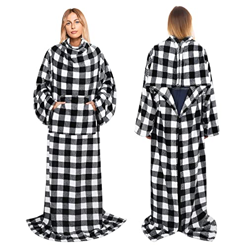 Catalonia Classic Wearable Blanket with Sleeves for Women Men Adults Teenagers, Super Soft and Warm Fleece Wrap TV Blanket Throw for All Seasons, 72'' x 55''