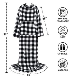 Catalonia Classic Wearable Blanket with Sleeves for Women Men Adults Teenagers, Super Soft and Warm Fleece Wrap TV Blanket Throw for All Seasons, 72'' x 55''