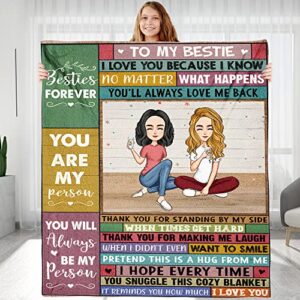 keraoo personalized blanket gift for friend, birthday gifts for friends, flannel throw blankets valentines day graduation birthday gift for bestie, bff, sister (for friend, 60"x50")