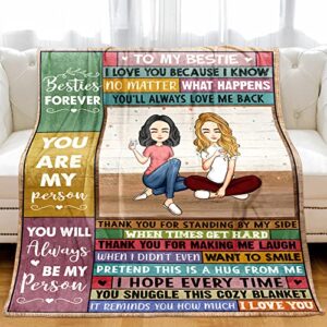 KERAOO Personalized Blanket Gift for Friend, Birthday Gifts for Friends, Flannel Throw Blankets Valentines Day Graduation Birthday Gift for Bestie, BFF, Sister (for Friend, 60"X50")