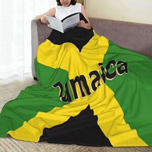 Retro Jamaican Kingdom Flag Throw Blanket Fleece Blanket Soft Cozy Warm Jamaica Flannel Blanket for Living Room Couch Bed Office 80"x 60"