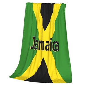 Retro Jamaican Kingdom Flag Throw Blanket Fleece Blanket Soft Cozy Warm Jamaica Flannel Blanket for Living Room Couch Bed Office 80"x 60"