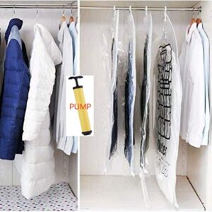 zukun hanging vacuum space saver bags for clothes 4 pack (2 pack 43.3''x26.4'' and 2 pack 35.4x26.4'', vacuum seal storage bag clothing bags for suits, closet organizer and storage