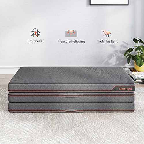 Sweetnight Folding Mattress Full Size with Carry Bag, 4-Inch Foldable for Travel, Camping, Guest - Breathable Mesh Sides & Portable - Compact and Easy to Storage