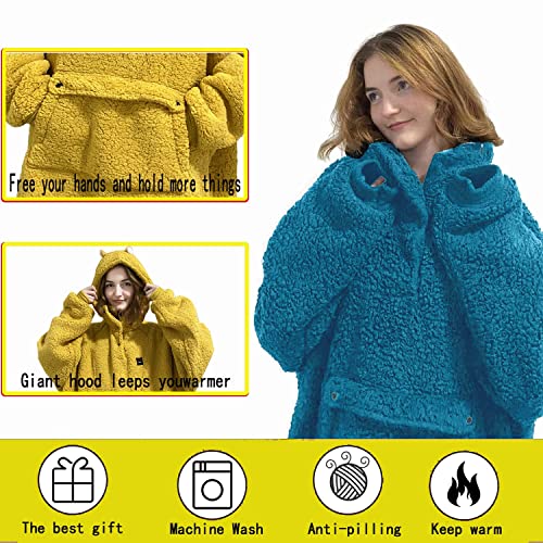 Oversized Wearable Blanket Hoodie for Women Men Comfy Sweatshirt with Giant Pocket Hooded Blanket for Adult As a Gift One Size Fits All