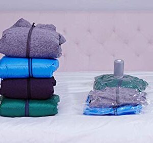 PAC 'N STACK, Handheld Vacuum Sealing Storage with Bags, Easy to Use, Reusable, Waterproof, Cordless, Compact, and Portable, Ideal for Travel, Reduces Volume (32 Pack Bags)