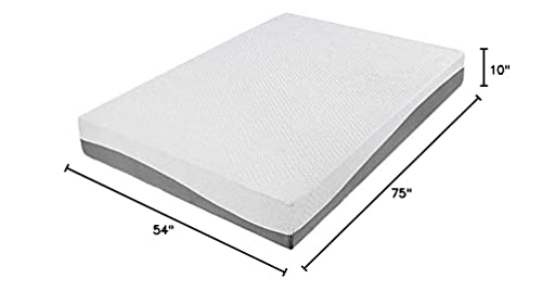 PrimaSleep 10 Inch Wave Gel Infused Memory Foam Mattress,Gray (Full)